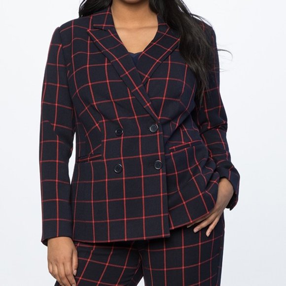 Eloquii | Jackets & Coats | Eloquii Double Breasted Windowpane Blazer | Poshmark